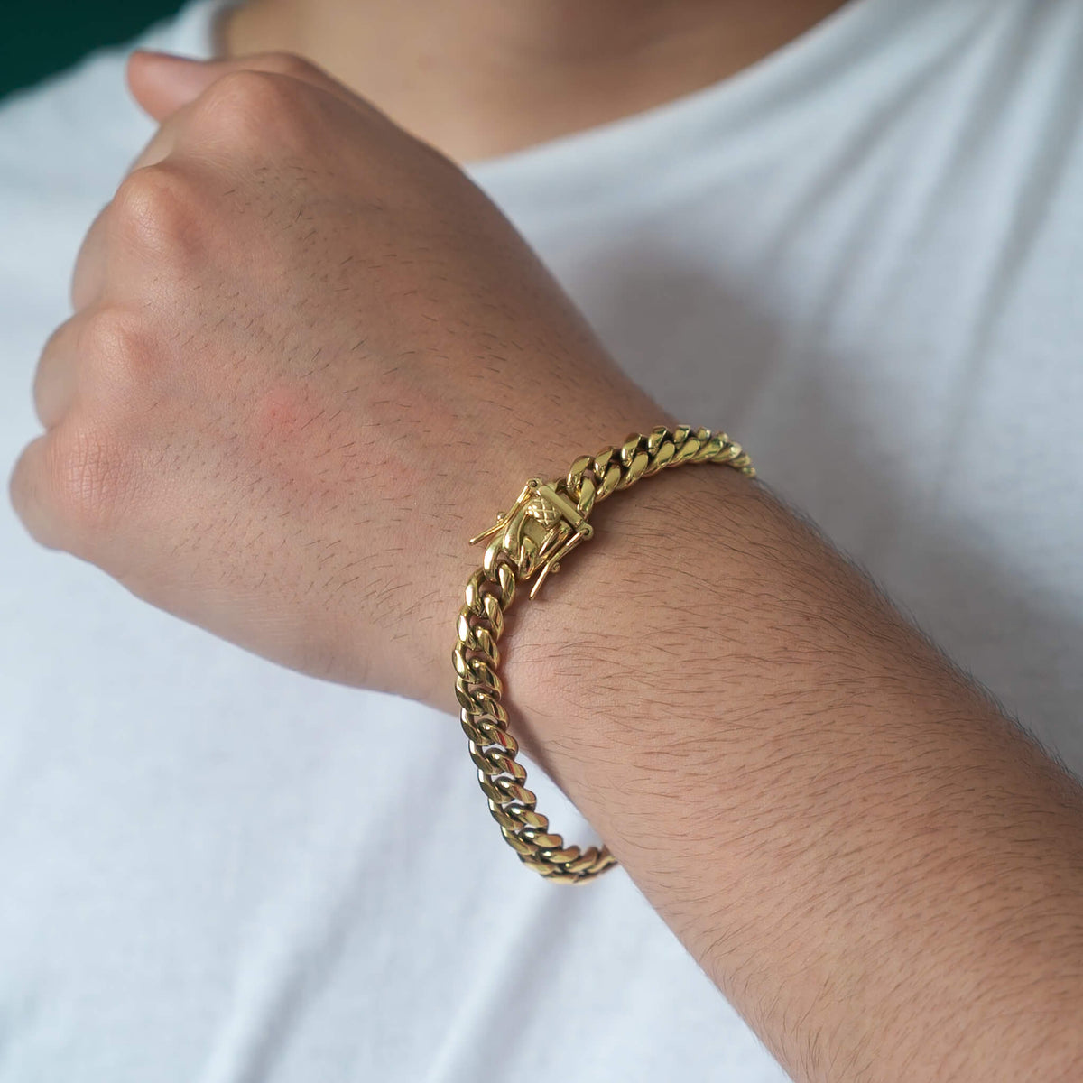 Miami Cuban Link 8mm Bracelet Custom Lock Box Gold – LuxeXotic